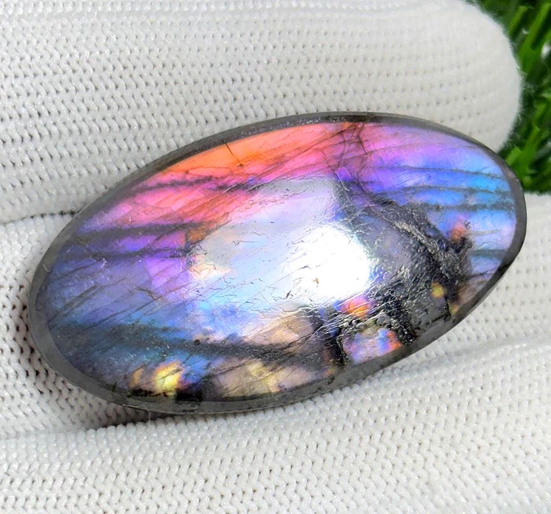 64 Carat Natural Labradorite Oval Shape Cabochon: Multi-color ...