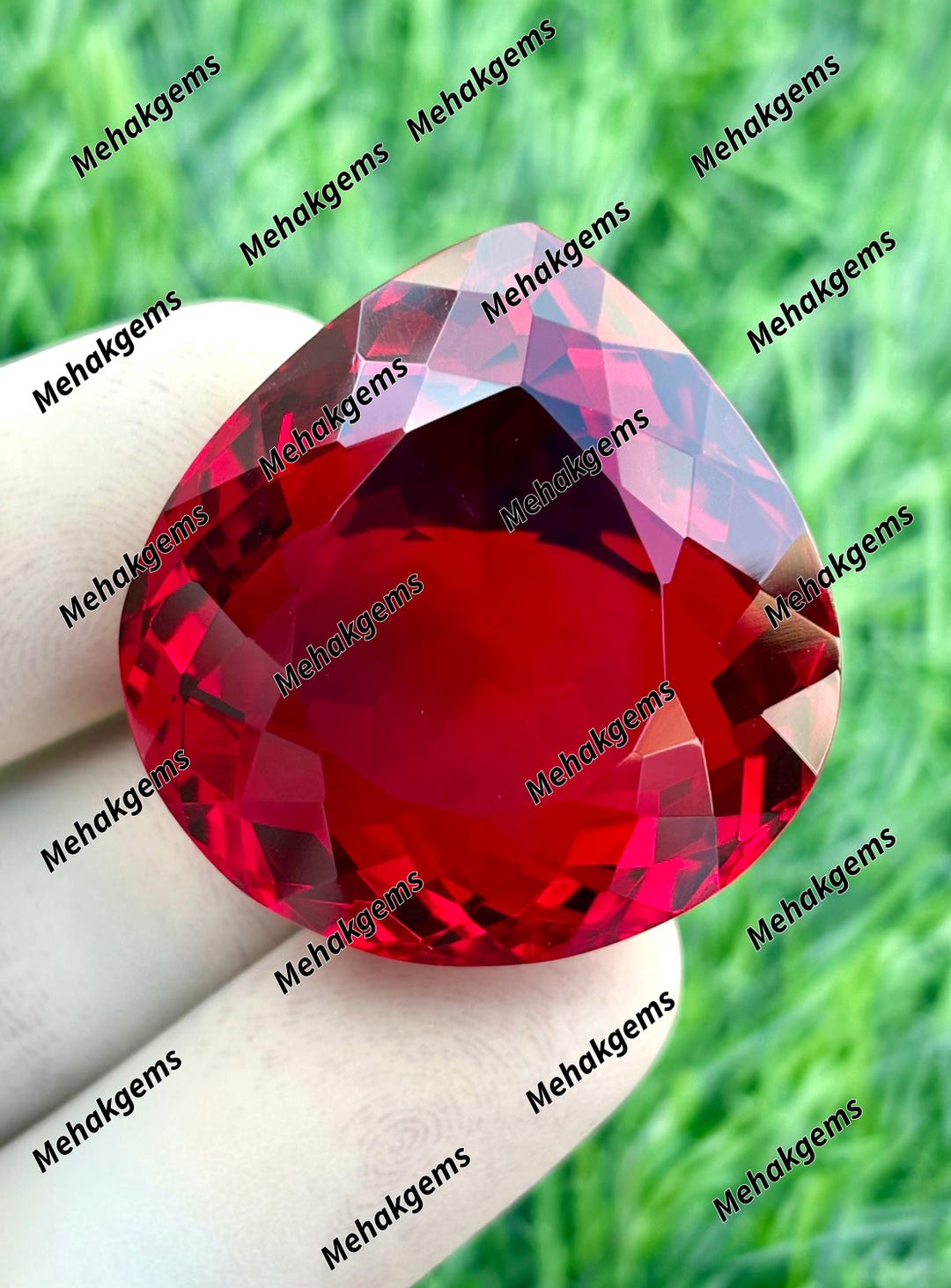 Deep Red Ruby Gemstone, AAA+ Lab Created Pigeon Blood Ruby, Heart Shape ...