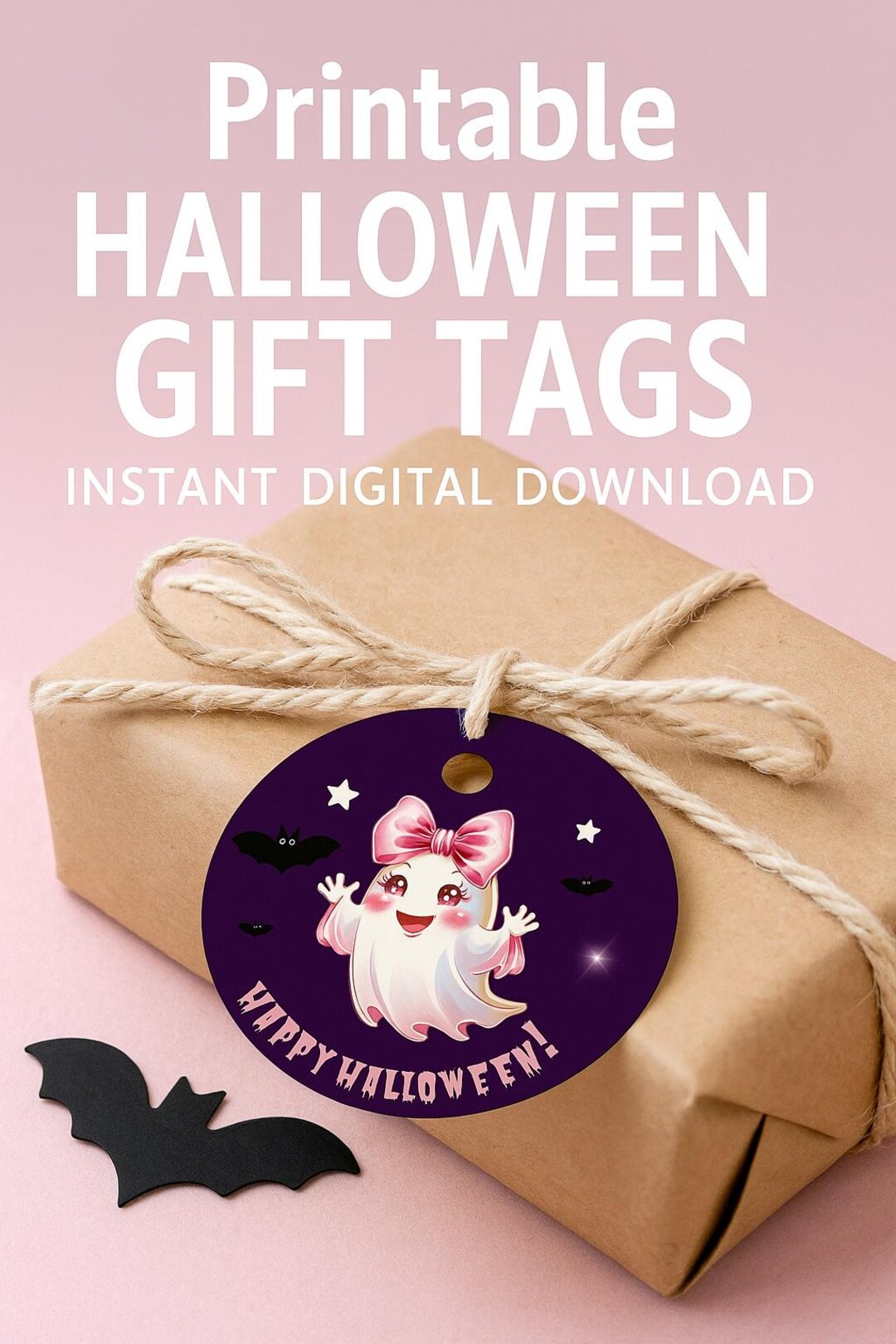 Halloween Gift Tags Printable, Trick or Treat Favor Tags, Cute Pastel ...