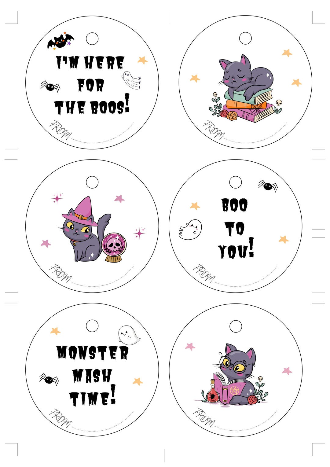 Printable Halloween Favor Tags: Spooky Treat Labels (PDF, PNG) - Etsy