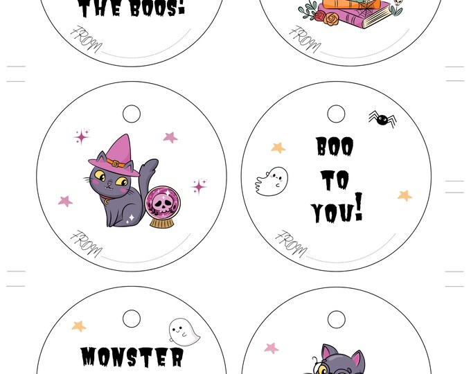 Printable Halloween Gift Tags – Set of 9 Spooky Designs | Instant ...