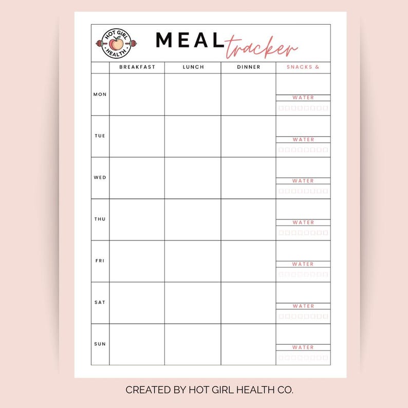 Meal Tracker Printable | Daily Food Log PDF | Nutrition & Wellness ...