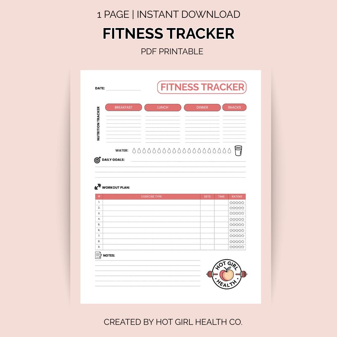 Weekly Workout Planner Printable | Daily Fitness Tracker PDF | Exercise ...
