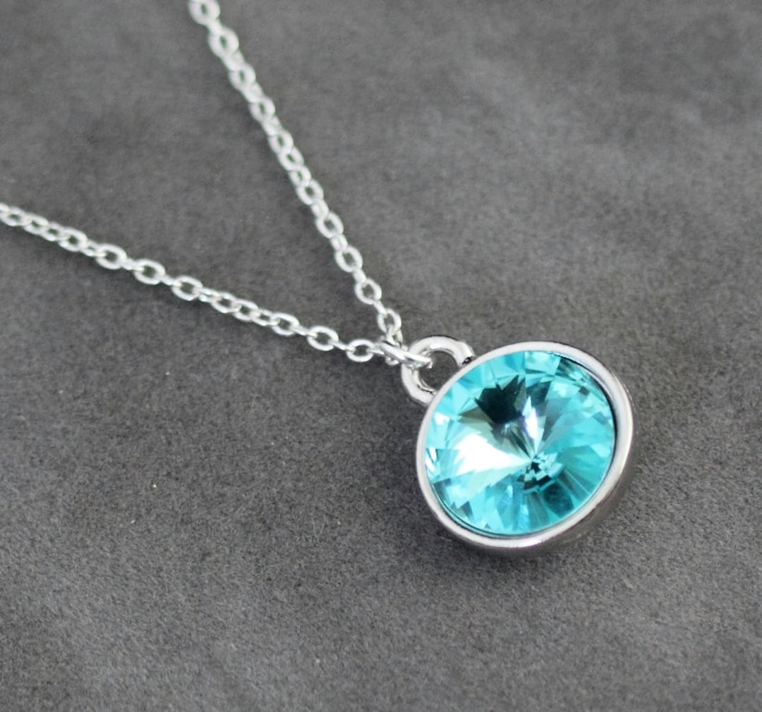 Blue Zircon Necklace, December Birthstone Necklace, Blue Topaz Jewelry ...