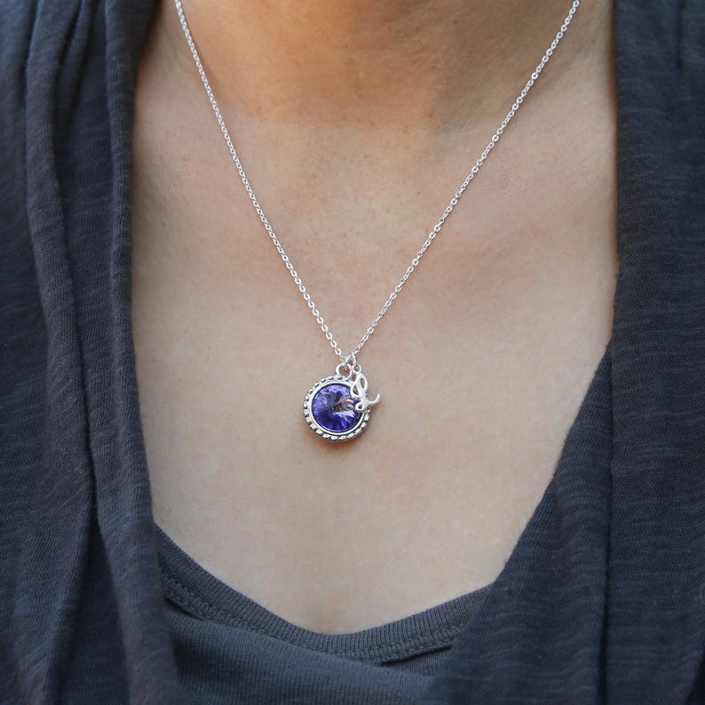 June Birthstone Necklace, Personalized Initial Jewelry, Alexandrite ...