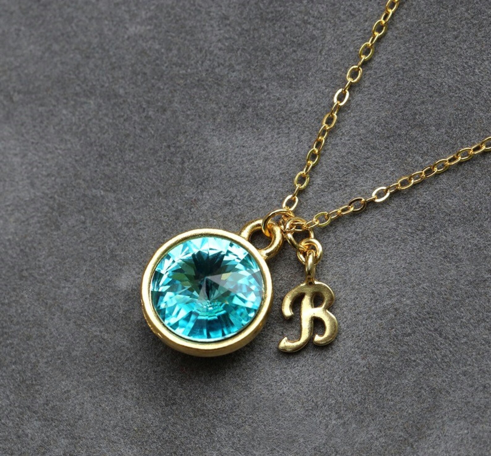 Initial Birthstone Jewelry, December Blue Zircon Necklace, New Mother ...