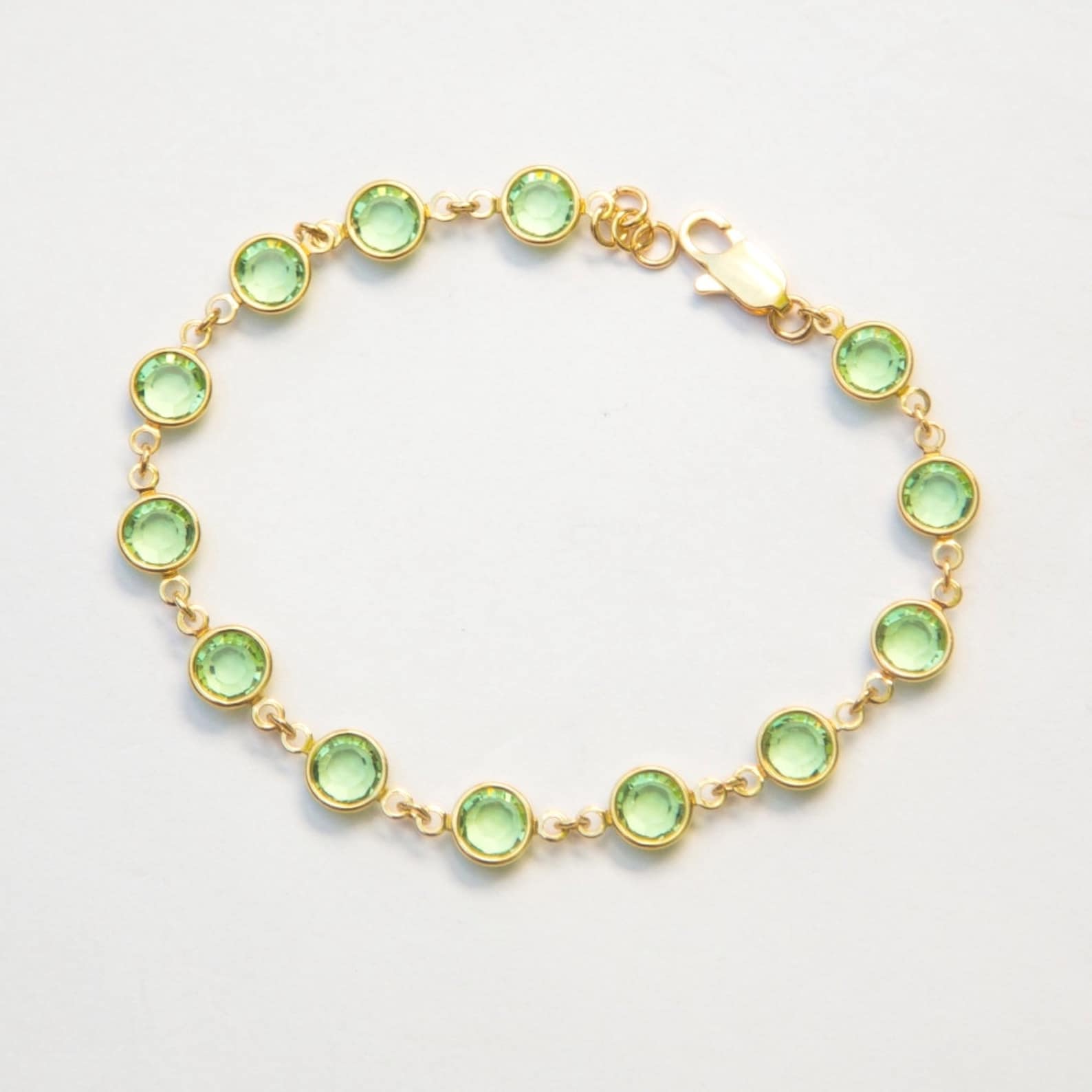 Gold Birthstone Bracelet August Peridot Jewelry Light Green - Etsy