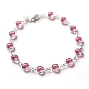 Pink Crystal Bracelet, October Birthstone Bracelet, Pink Tourmaline ...