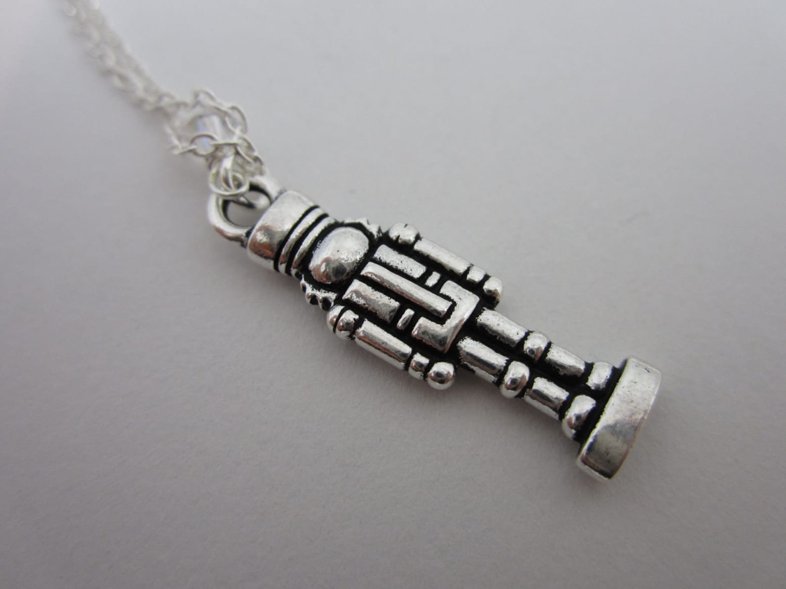 Nutcracker Necklace -- Christmas Necklace, Silver and Swarovski Crystal ...