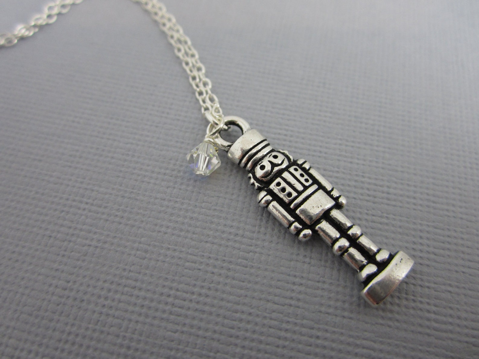 Nutcracker Necklace -- Christmas Necklace, Silver and Swarovski Crystal ...