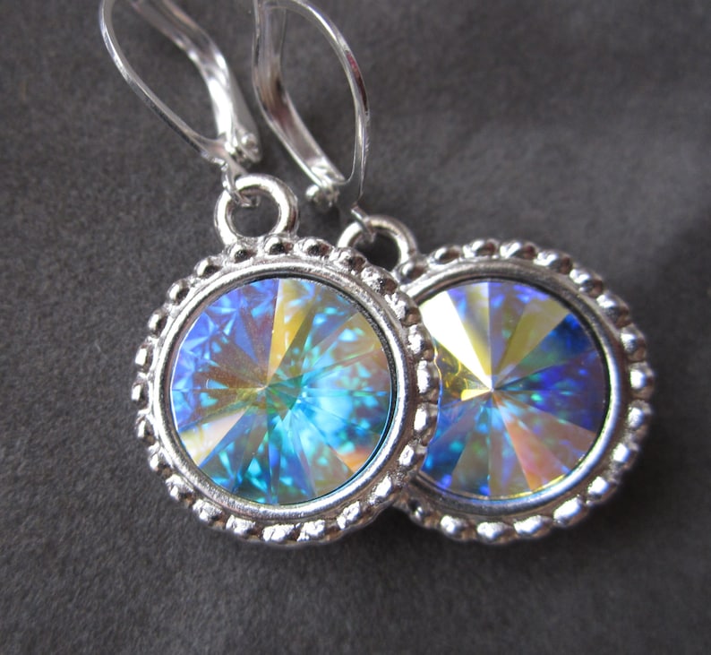 October Birthstone Earrings, Crystal Aurora Borealis Birthstone Jewelry ...