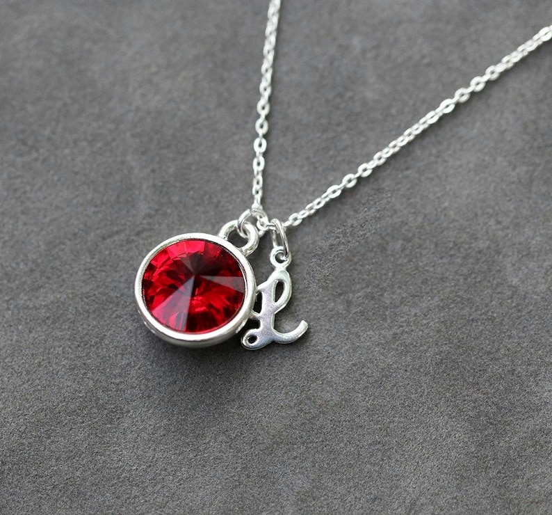 July Birthstone Jewelry Initial Necklace Custom Jewelry - Etsy Australia