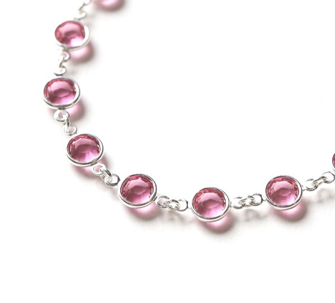 Pink Crystal Bracelet, October Birthstone Bracelet, Pink Tourmaline ...