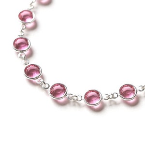 Pink Crystal Bracelet, October Birthstone Bracelet, Pink Tourmaline ...