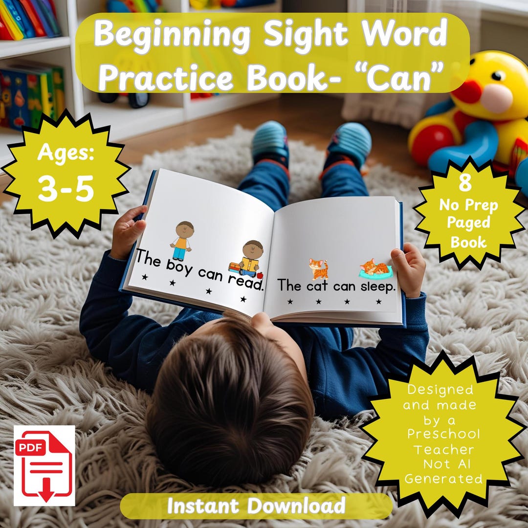 Printable Sight Word Book for Kids Ages 3–5 | “can” Early Reader Book ...