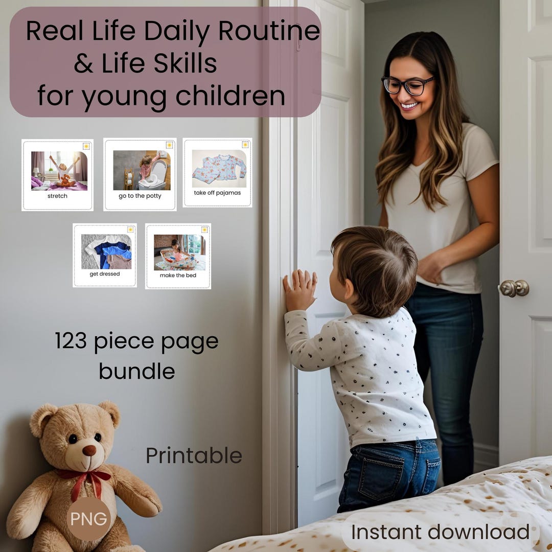 100 Montessori Life Skills Routine Cards for Toddlers | Real Photo ...