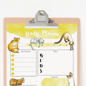 Daily Planner Printable Cat Planner Pages to Do List Planner Printable ...