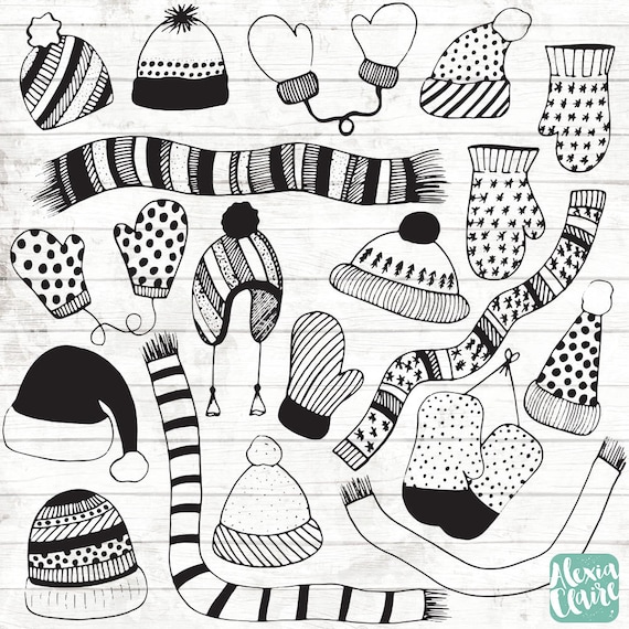 Mitten Clip Art Black And White