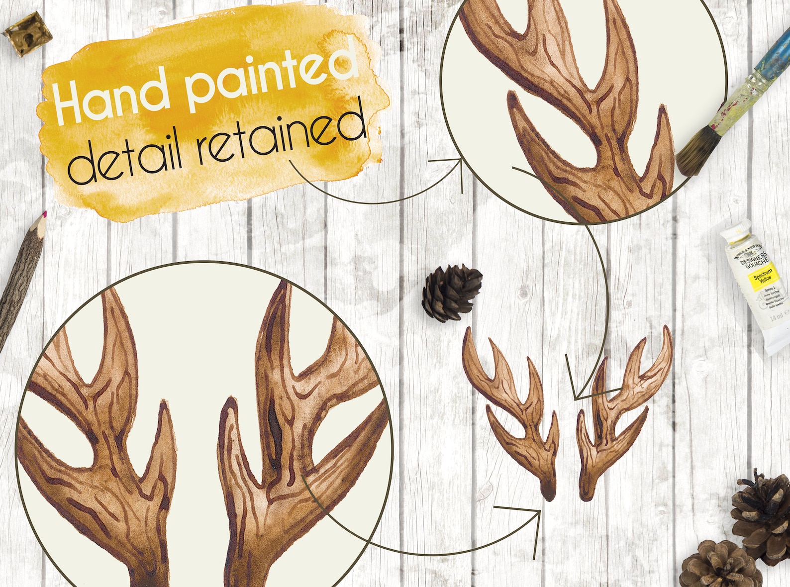 Antlers Watercolour Clipart - Watercolour Fall - Planner Digital Clip ...