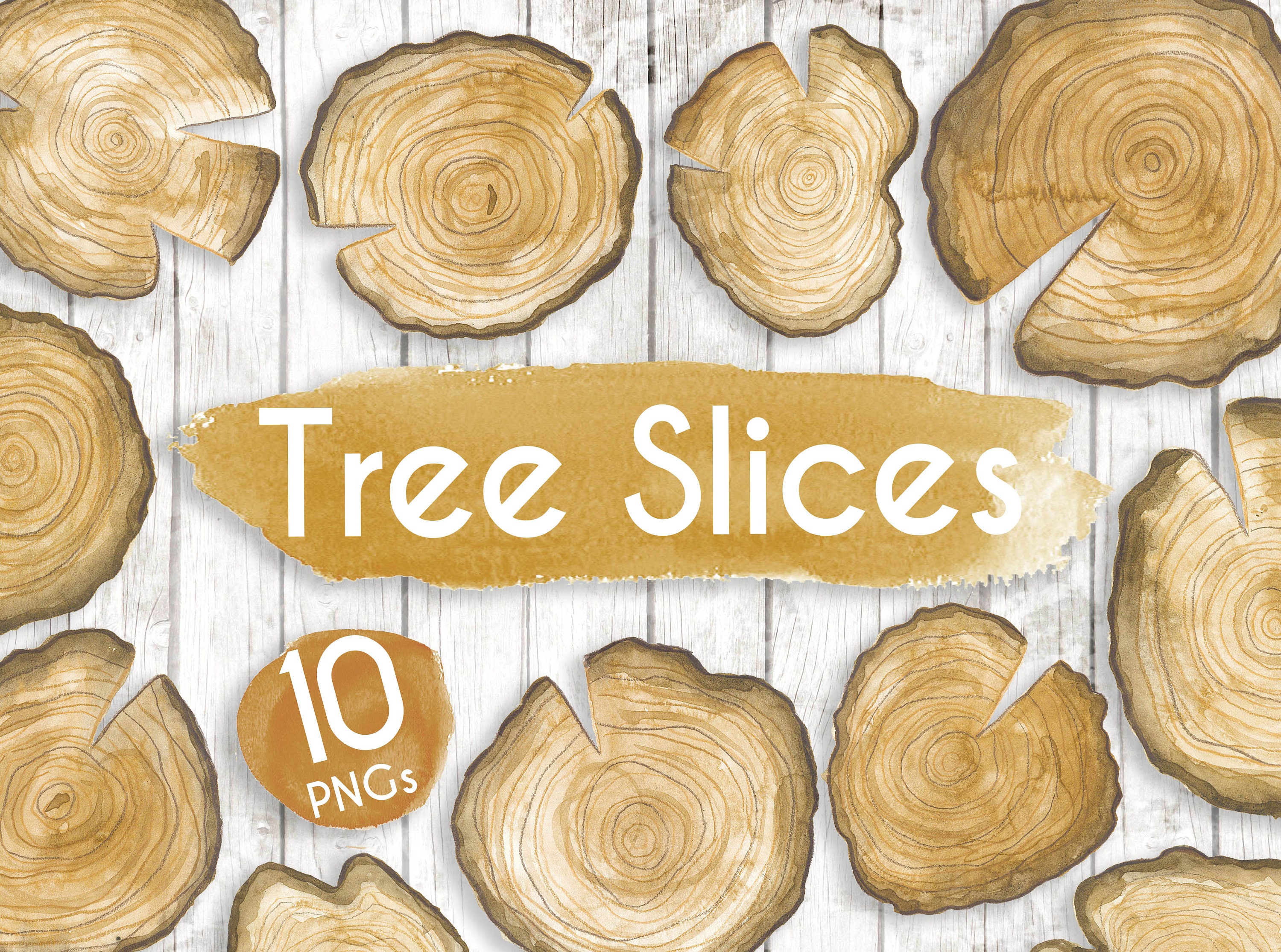Tree Slice Clipart - Watercolour Wedding Clipart - Planner Banner ...