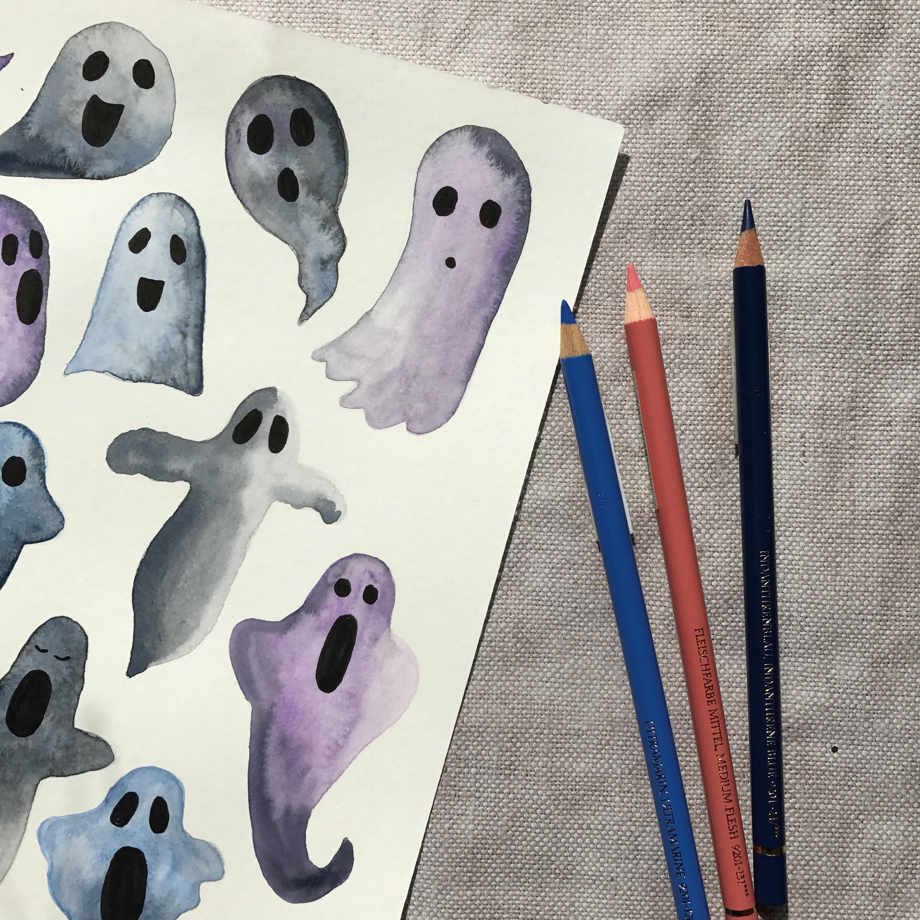 Halloween Ghost Clipart Watercolour Ghosts Planner Digital | Etsy