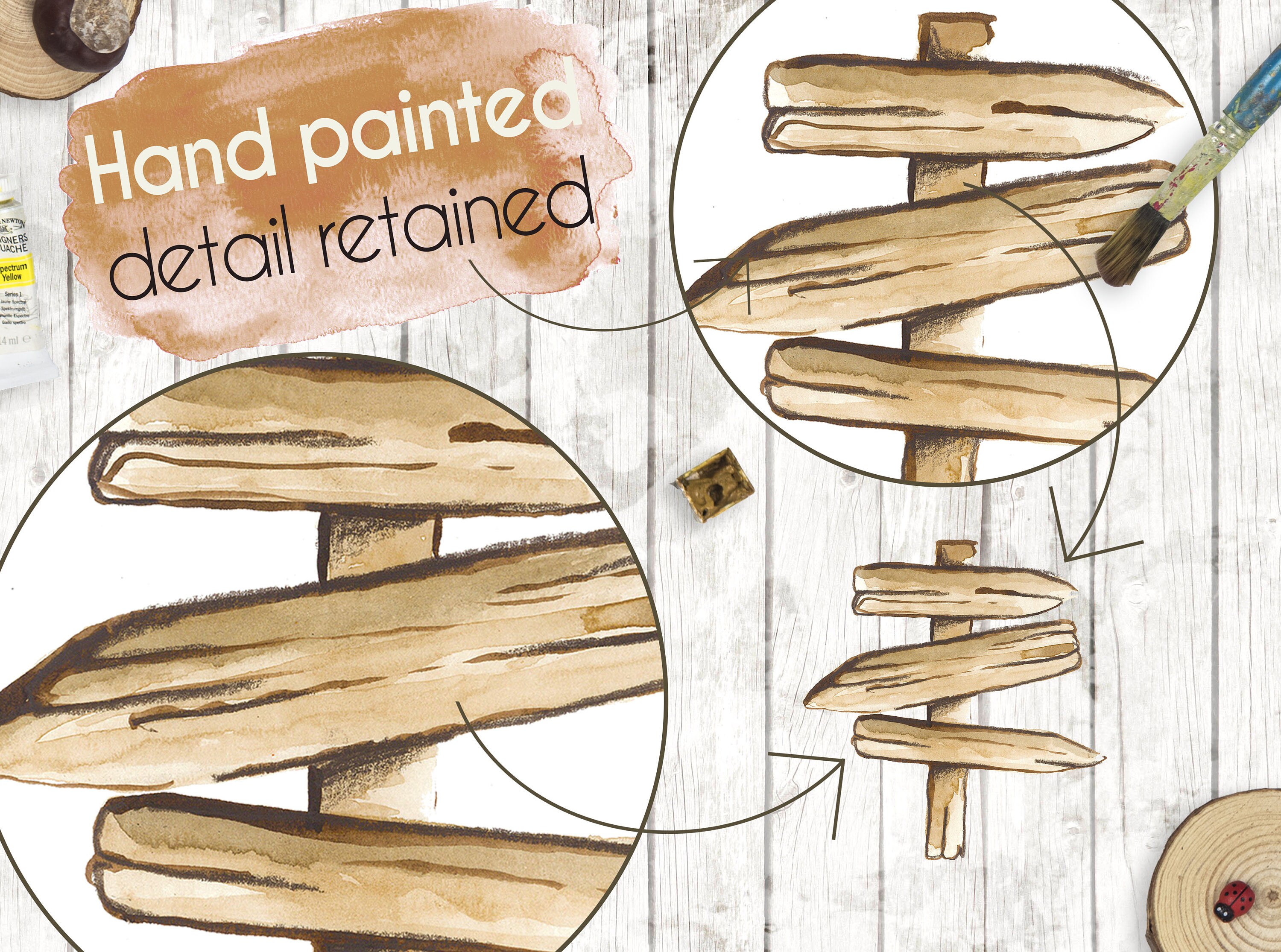 Autumn Wooden Signs Clipart Clip Art Watercolour signs | Etsy