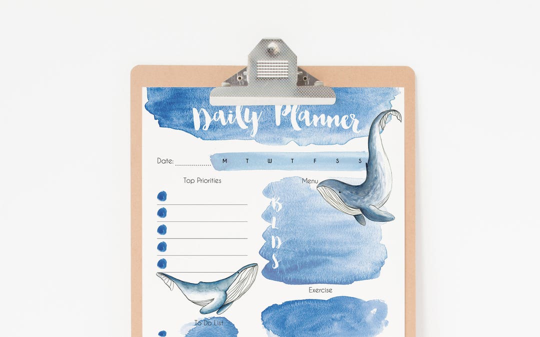 Daily Planner Printable Whale Planner Pages to Do List Planner ...