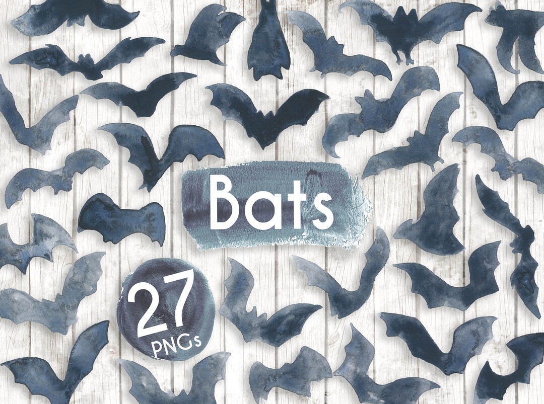 Halloween Black Bats Clipart - Watercolour Bats - Planner Digital Clip ...