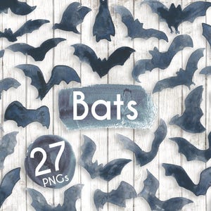 Halloween Black Bats Clipart - Watercolour Bats - Planner Digital Clip ...