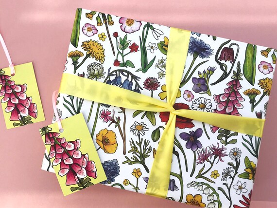 Wildflowers Wrapping Paper floral paper Birthday Wrapping | Etsy