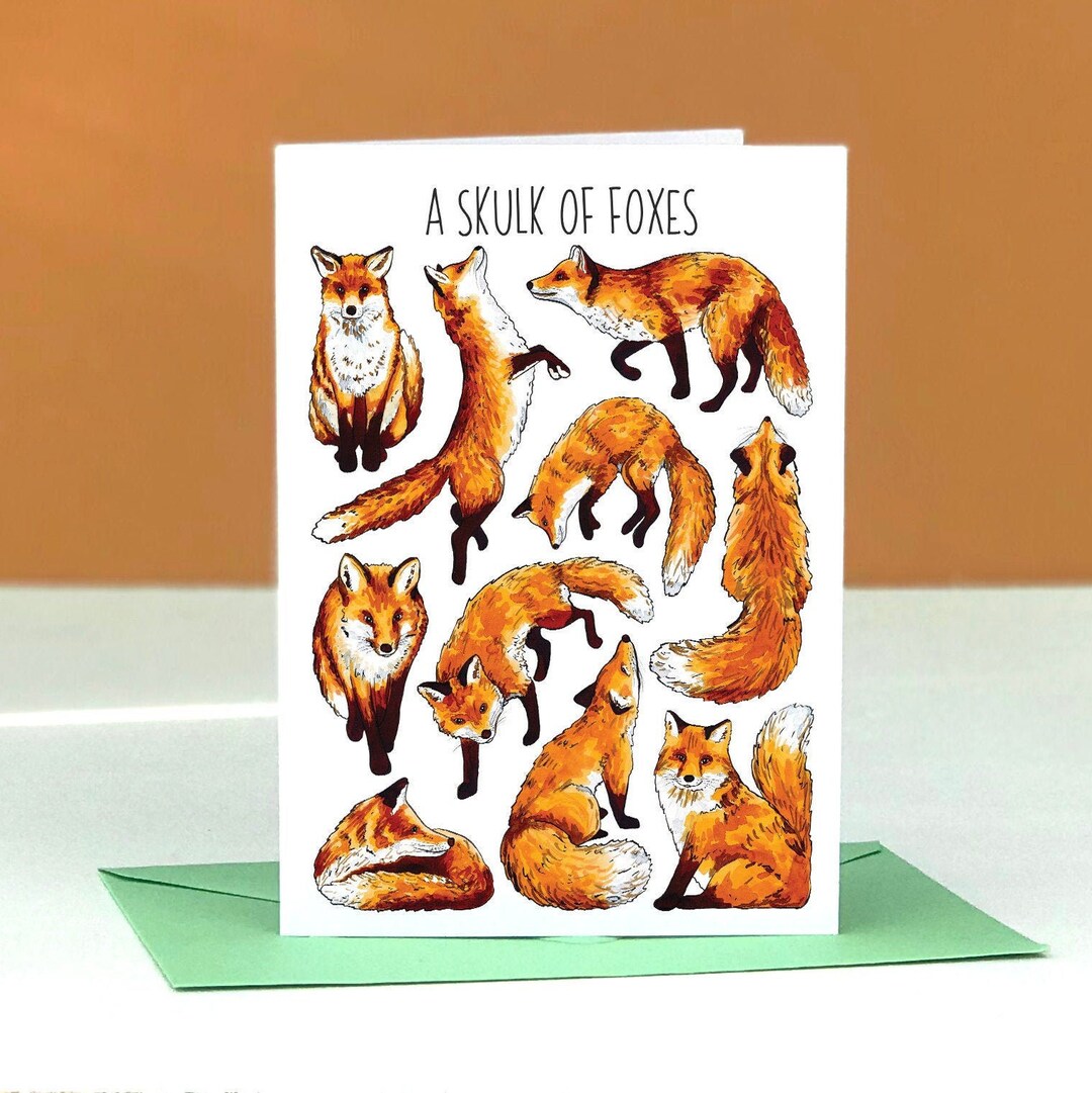 Skulk of Foxes Greeting Card - Collective Nouns Card for Fox Wildlife ...