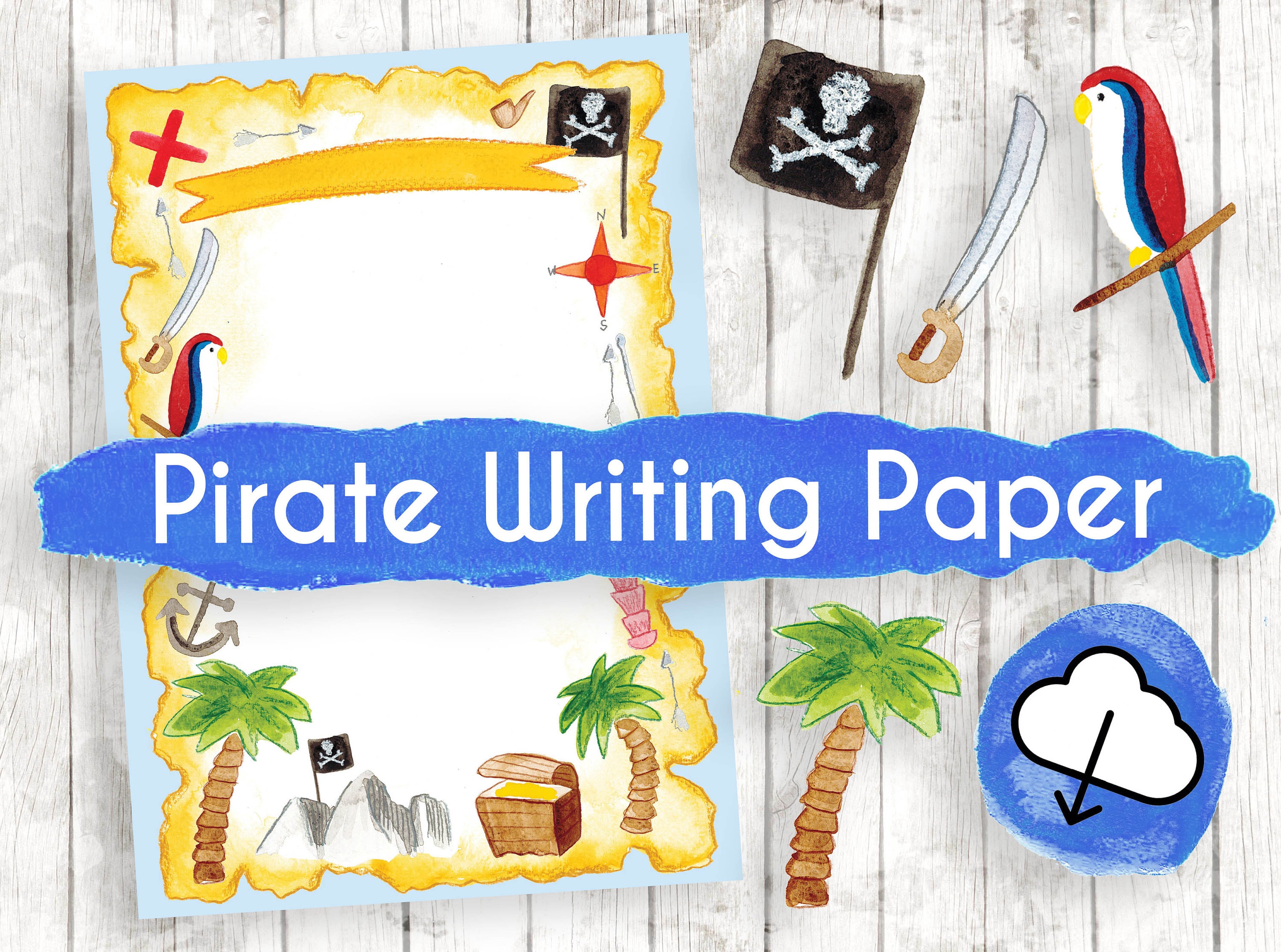 Printable Pirate Children's Writing Paper Pirate | Etsy