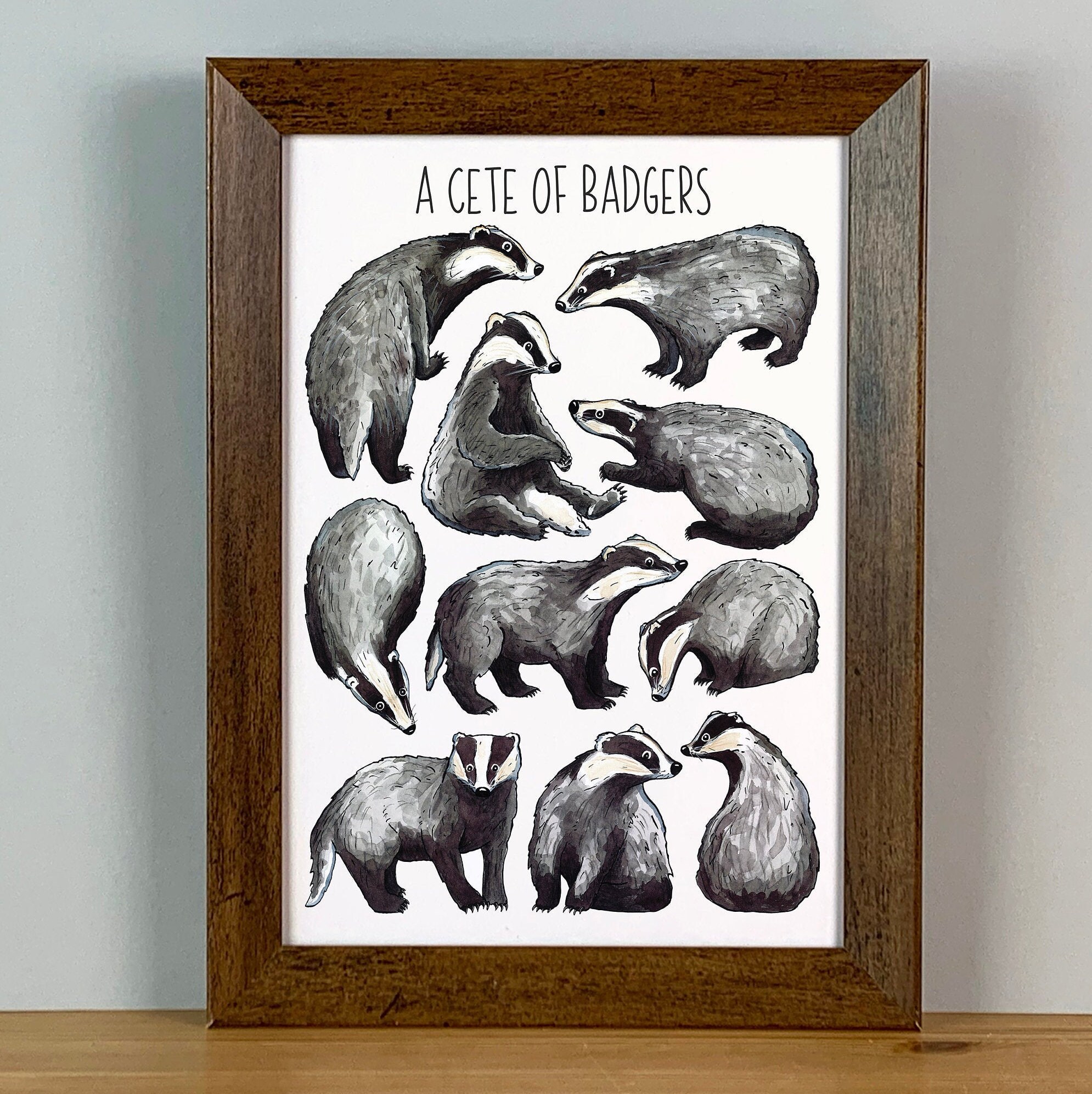 Badger Watercolour Postcard - Cete of Badgers Postcard Notelet - Etsy UK