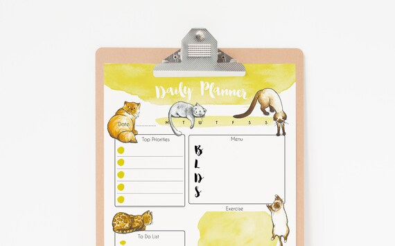 Daily Planner Printable Cat Planner Pages to Do List - Etsy