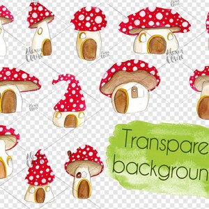Fairy House Clipart Watercolour Toadstool Planner Digital Clip Art ...