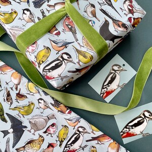 Garden Birds Wrapping Paper - Watercolour Wildlife Birthday Gift Wrap ...
