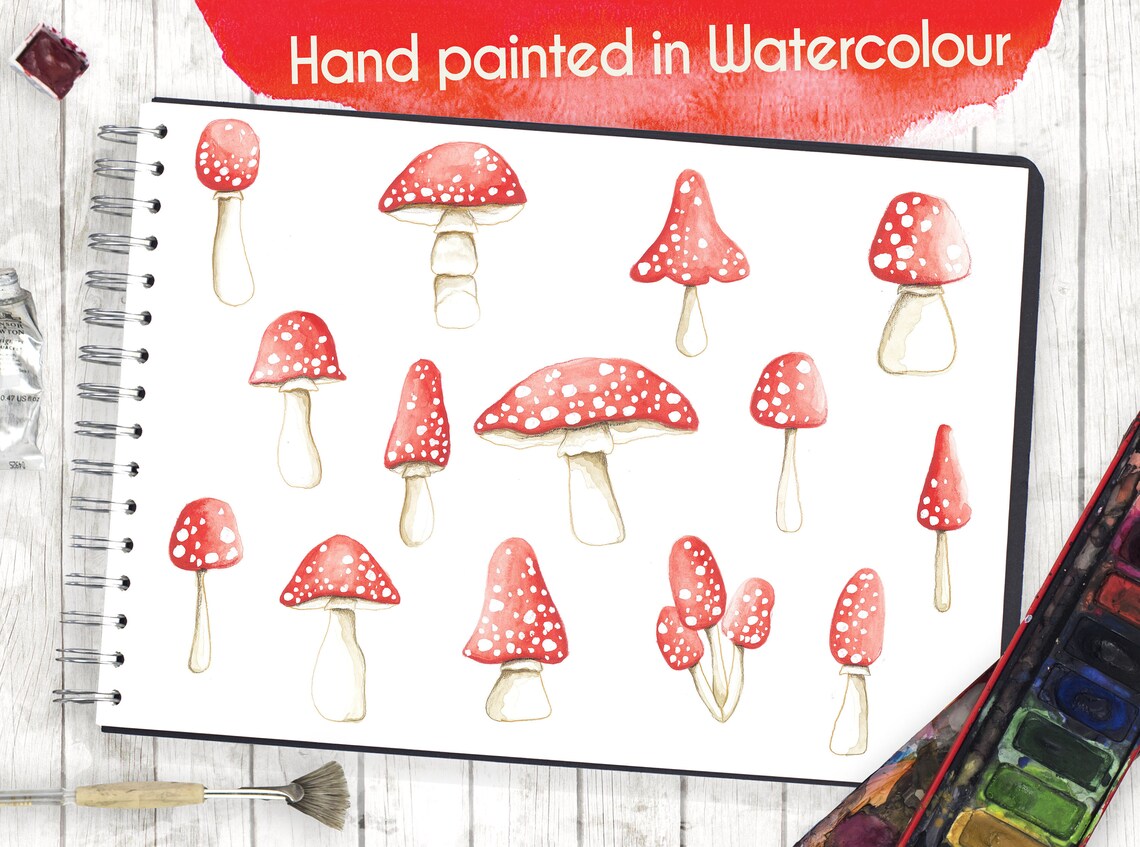 Toadstools Watercolour Clipart - Watercolour Fall - Planner Digital ...