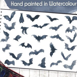 Halloween Black Bats Clipart - Watercolour Bats - Planner Digital Clip ...