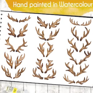 Antlers Watercolour Clipart - Watercolour Fall - Planner Digital Clip ...