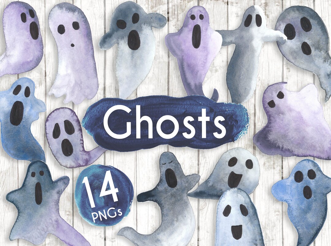 Halloween Ghost Clipart Watercolour Ghosts Planner Digital Clip Art ...