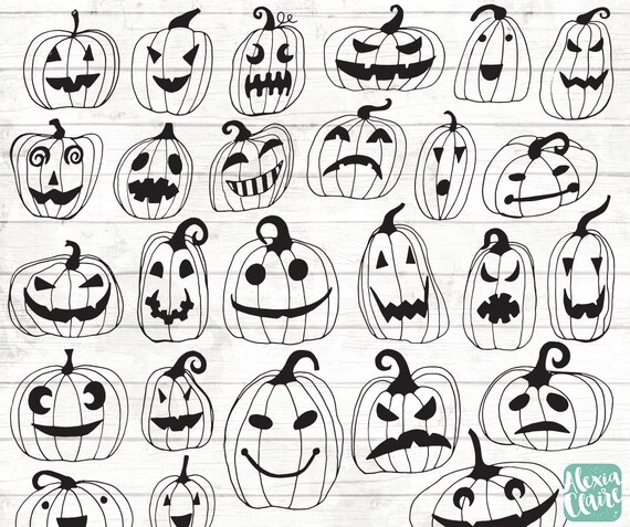 Halloween Pumpkins Clipart Black And White