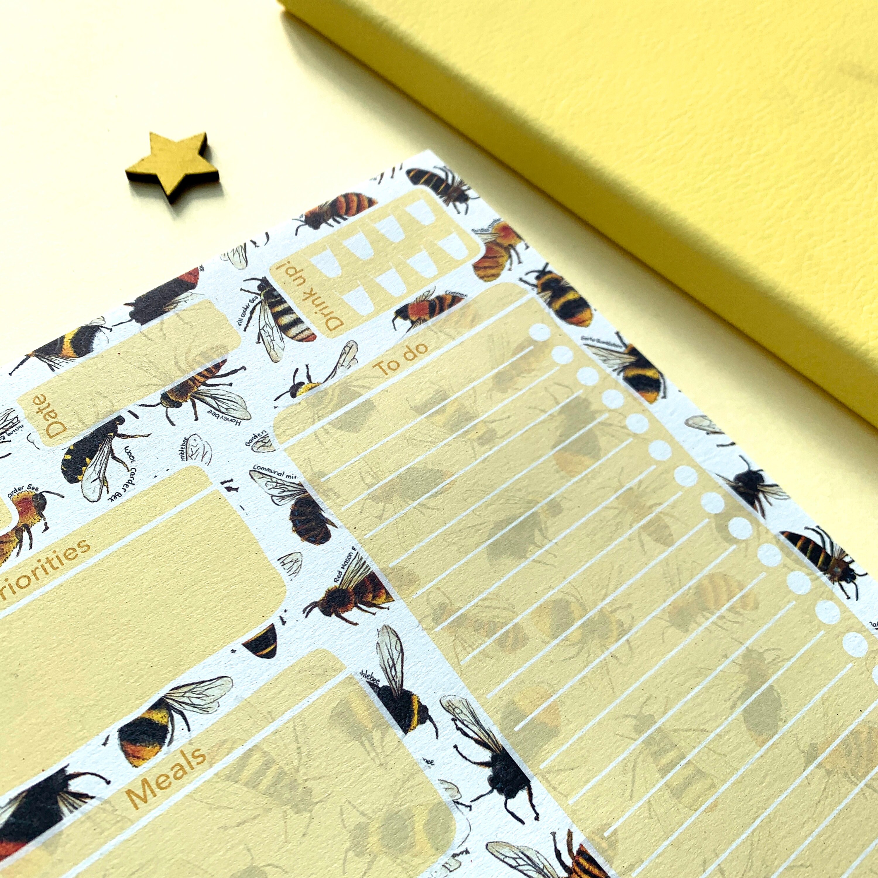 Bees Daily Planner Notepad - Daily to Do List British Bee Illustrated ...