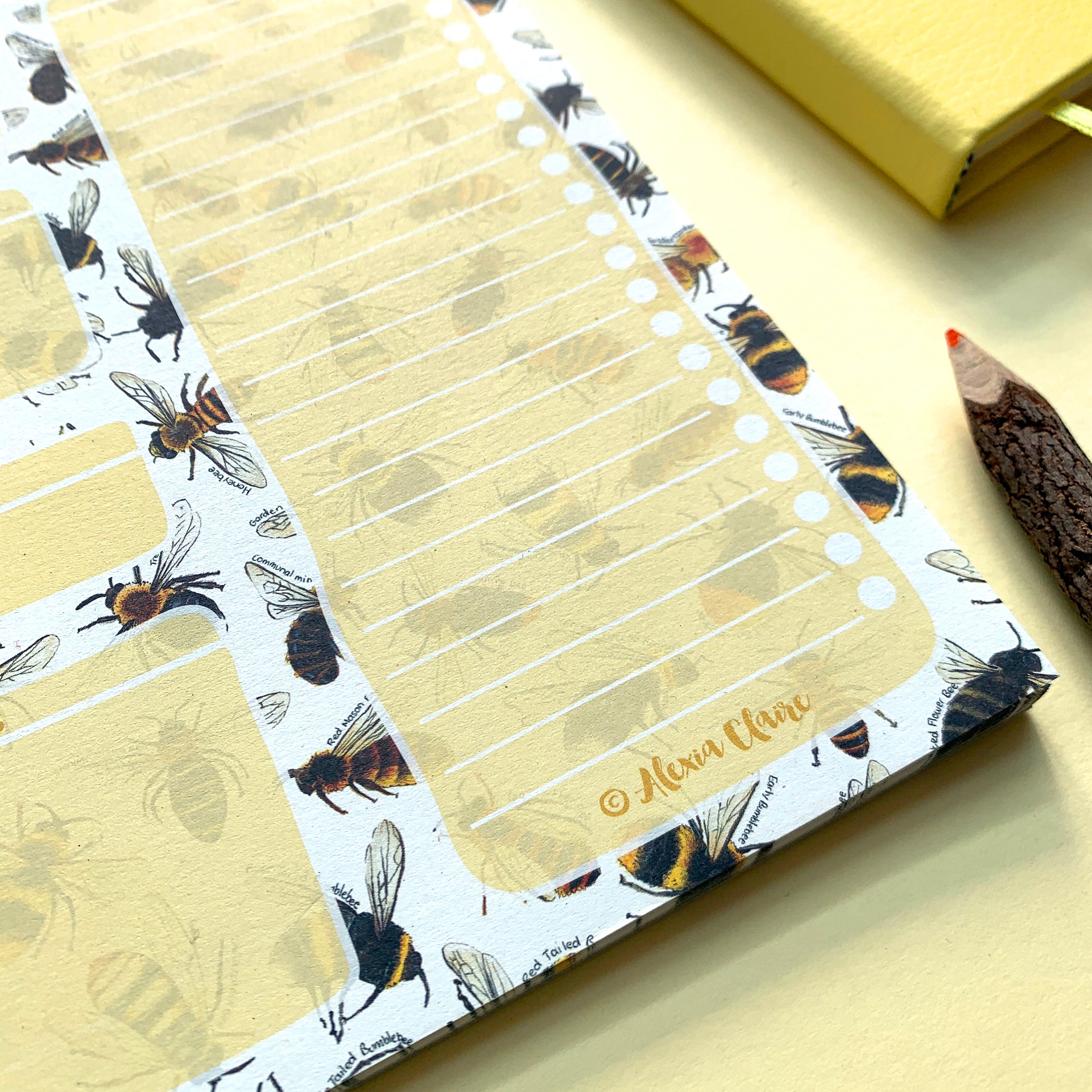 Bees Daily Planner Notepad - Daily to Do List British Bee Illustrated ...