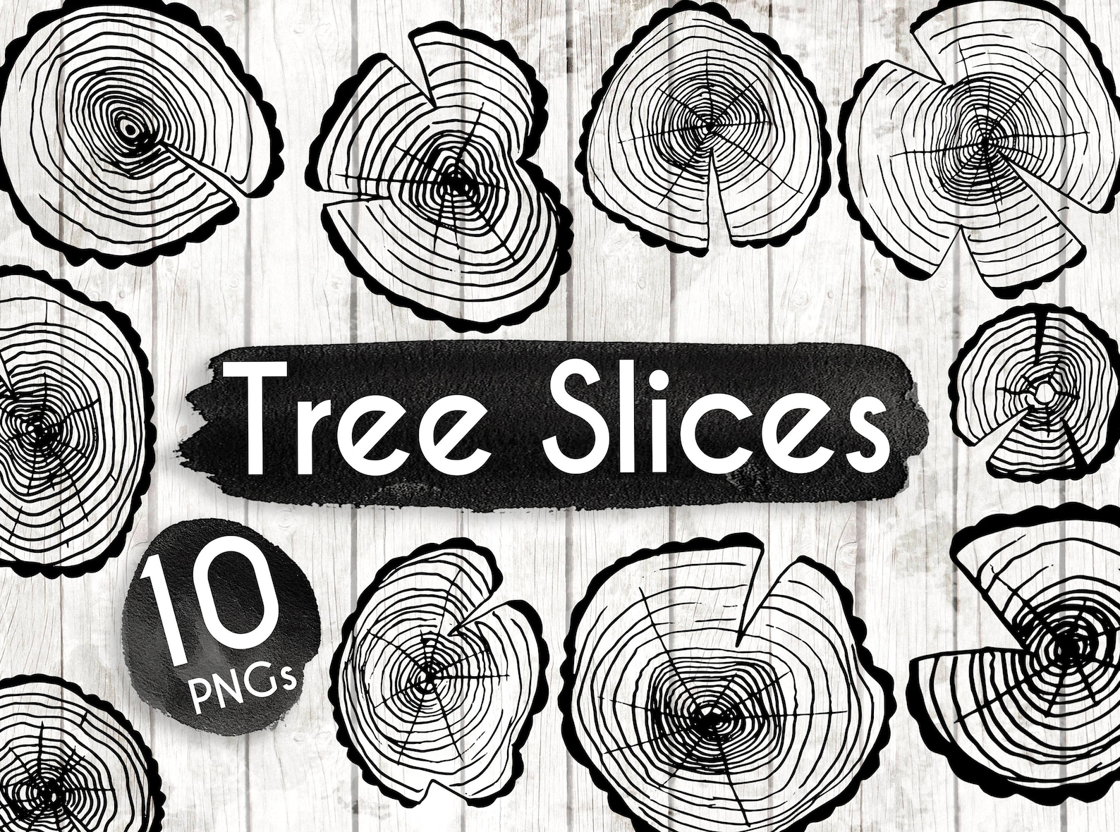 Tree Slices Clipart - 10 Hand Drawn Tree Slices Cliparts - Tree Logo ...