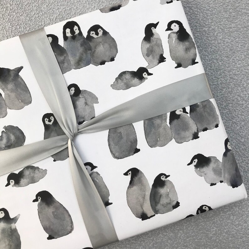 Baby Penguins Christmas Wrapping Paper Penguin feestelijke - Etsy Nederland