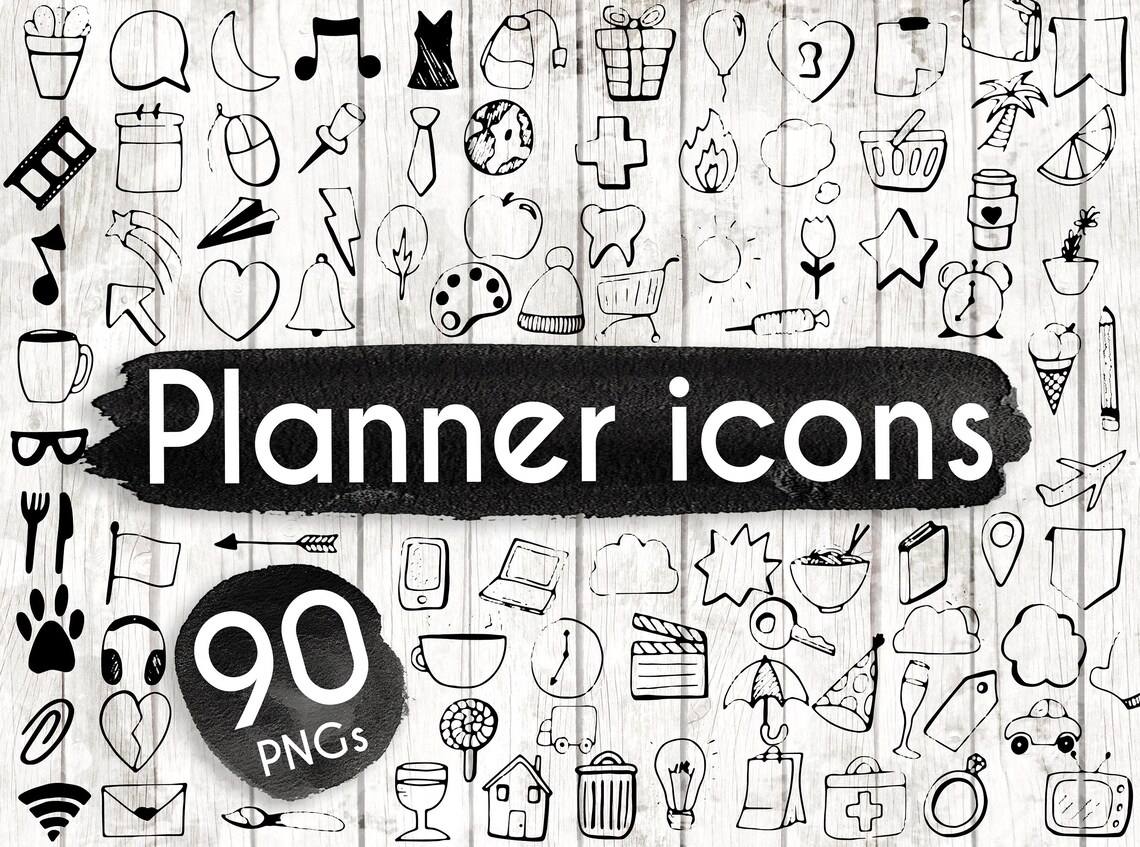 Planner Icon Clipart 90 Hand Drawn Planner Printables | Etsy UK