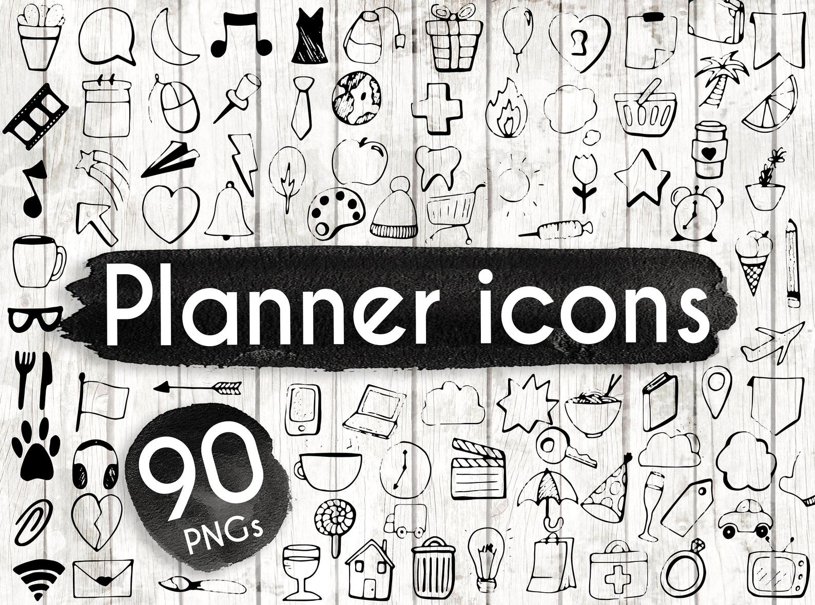Planner Icon Clipart 90 Hand Drawn Planner Printables | Etsy UK