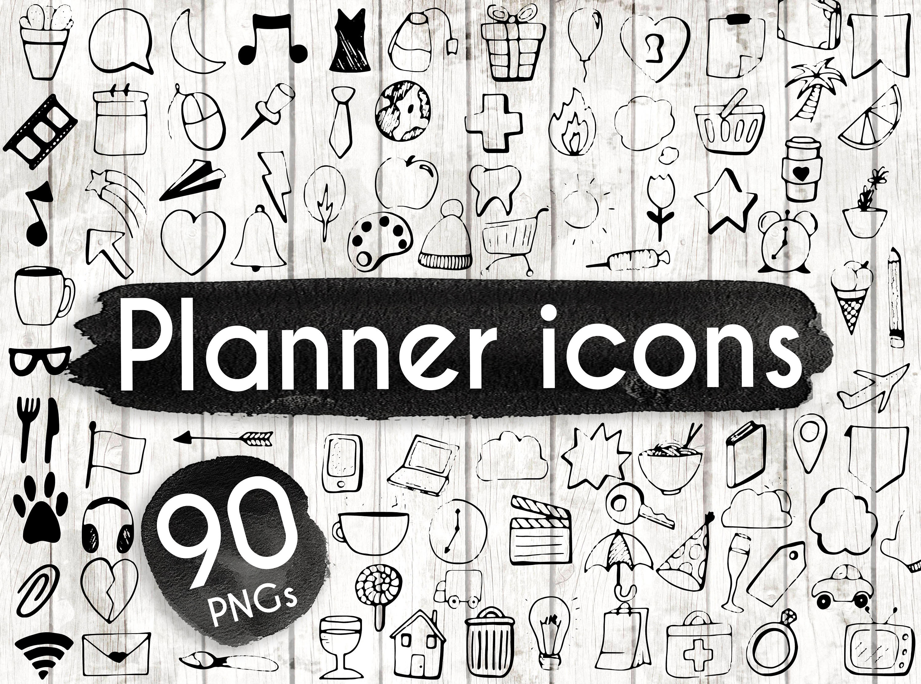 Planner Icon Clipart 90 Hand Drawn Planner Printables | Etsy UK