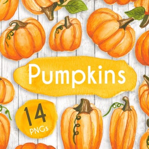 Watercolour Pumpkin Clipart - Watercolour Halloween, Autumn Clipart ...