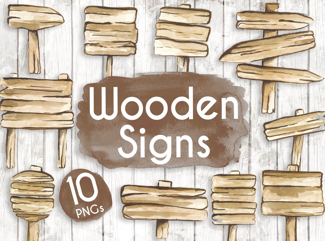Autumn Wooden Signs Clipart Clip Art - Watercolour Signs - Planner ...